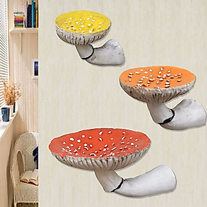 3 Pcs Mushroom Wall Floating Cute Cottage Core Shelf Whimsical Room Decor Wall Mounted Hanging Shelves for Bedroom Living Room Bathroom Kitchen,Unique Mushroom Gifts for Girls and Boys,Mixed Sizes