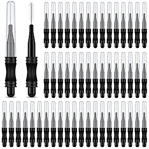 100 Pcs Micro Eyebrow Brush with Cap Brow Lamination Brush Eyelash Brow Brush Lash Filler Eyebrow Lash Lift Tools for Eyebrows and Eyelashes Extensions (Black)