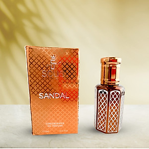 SCUS Perfumes Sandal Fragrance for Men & Women Woody Earthy Concentrated Perfume oil Long Lasting Fragrance Non-Alcoholic (Parfum 12ml with Velvet Pouch)