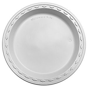 Simply Deliver 9-Inch Plastic Plate, Microwavable and Dishwasher Safe, White, 100-Count