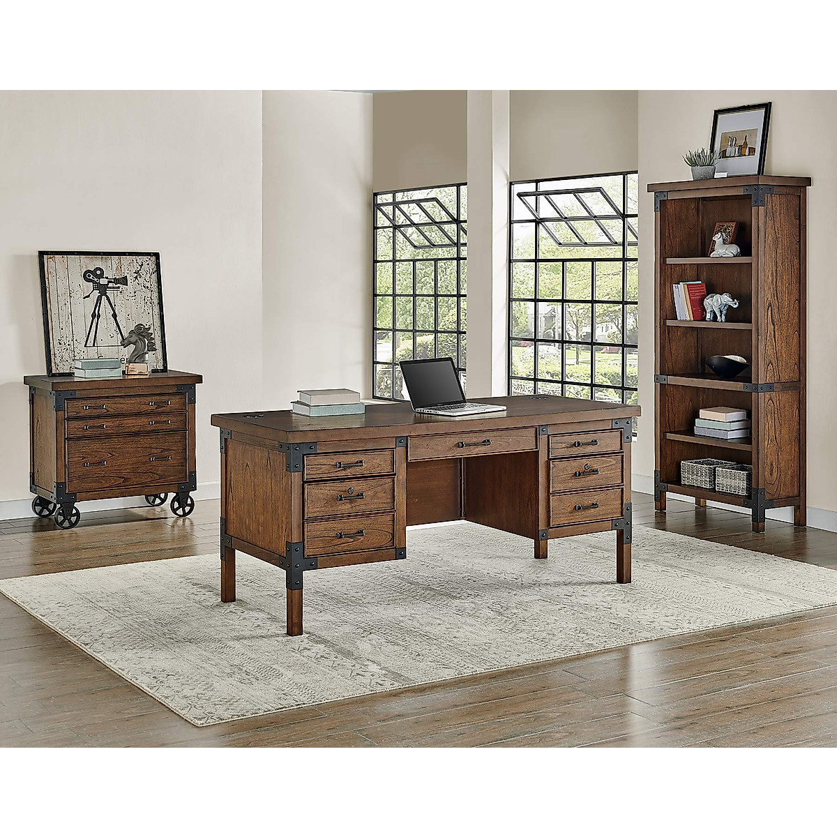 Martin Furniture HALF PEDESTAL DESK, Brown