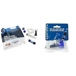Sawyer Products SP160 One Gallon Gravity Water Filtration System w/Dual-Threaded Mini Filter & SP115 Fast Fill Adapters for Hydration Packs Blue/White,One Size