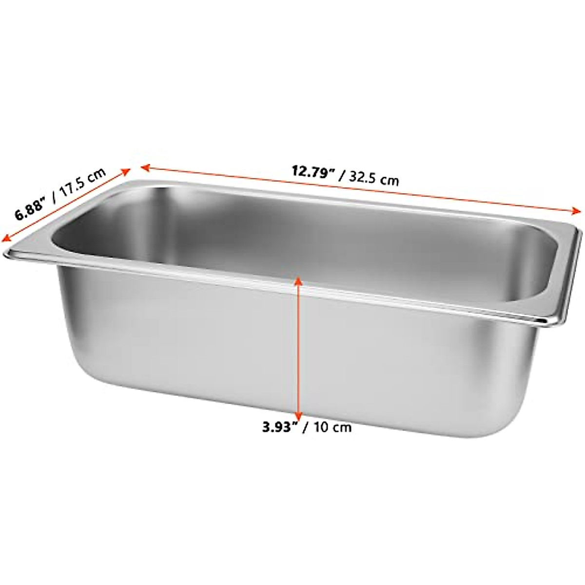 SINJEUN 8 Pack 1/3 Size x 4 Inch Deep Hotel Pan, Commercial Stainless Steel Pan Steam Pan for Restaurant, Hotel, Catering, Silver