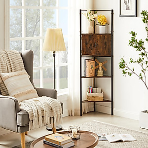 VECELO Corner Cabinet, Tall Storage Shelf, Bookshelf Display Shelves Rack for Living Room, Kitchen, Balcony, Small Space
