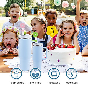 10pcs Flower Silicone Straw Covers Cap for Stanley Cup,Reusable Drinking Straw Covers Compatible for Stanley 30&40 Oz,Straw Toppers for Stanley Cups Accessories