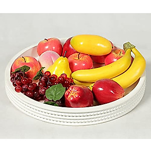 Carah & Cossh Round Wooden Serving Tray, Whitewashed Round Decorative Wood Tray, Round Farmhouse Rustic Decorative Tray, Perfect for Storage and Display (White)