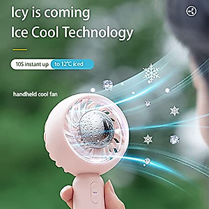 Sun3drucker Portable Cold Compress Handheld Fan - USB Rechargeable Fast Cooling Icy Mini Personal Hand Fan with 3 Speed for Office, Outdoors, Travel, Hiking, Camping