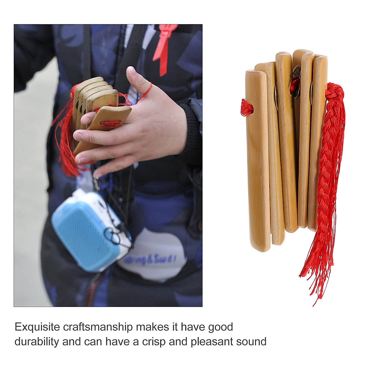 MILISTEN 1 Pair Chinese Kuaiban Clapper Bamboo Castanets Traditional Allegro Instrument Hand Percussion Instrument for Festival Performance Prop