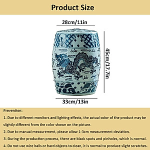 KIROJA Decorative Ceramic Garden Stool, Glazed Hollow Celadon Shoe-Changing Stool Drum Stool, Suitable for Outdoor Garden, Living Room, Terrace, Etc.