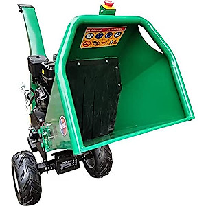 APWC460E Electric Start, Woodchipper Mulcher 16HP JD Engine 460cc Gas Powered Chipper Shredder 2000 RPM Double Edge Blades 6" Feed