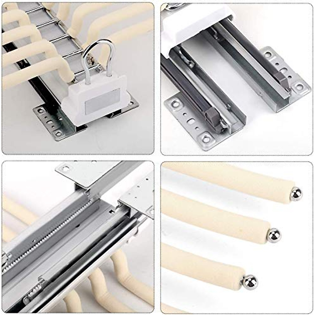 Pull Out Trousers Rack 22 Arms Steel Pull Out Pants Rack Pants Hanger Bar Clothes Organizers for Space Saving and Storage Maximum Load 33lbs Beige 23.4x18x5.7inch