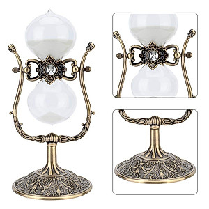 Hourglass Timer European Style Pattern 30 Minutes Rotating Sand Clock Timer Desk Decoration (Bronze)