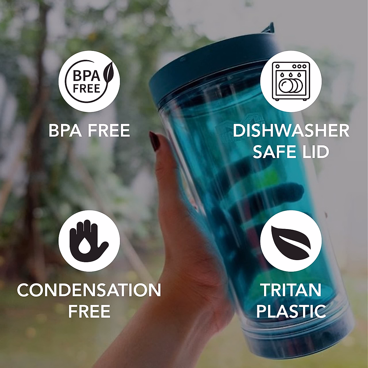 Mighty Mug Spill-Free Ice Tea & Coffee Tumbler with Straw, Double-Walled, Unspillable Cup, Condensation-Free, Unbreakable Tritan Plastic, BPA Free, (Teal, 20oz)