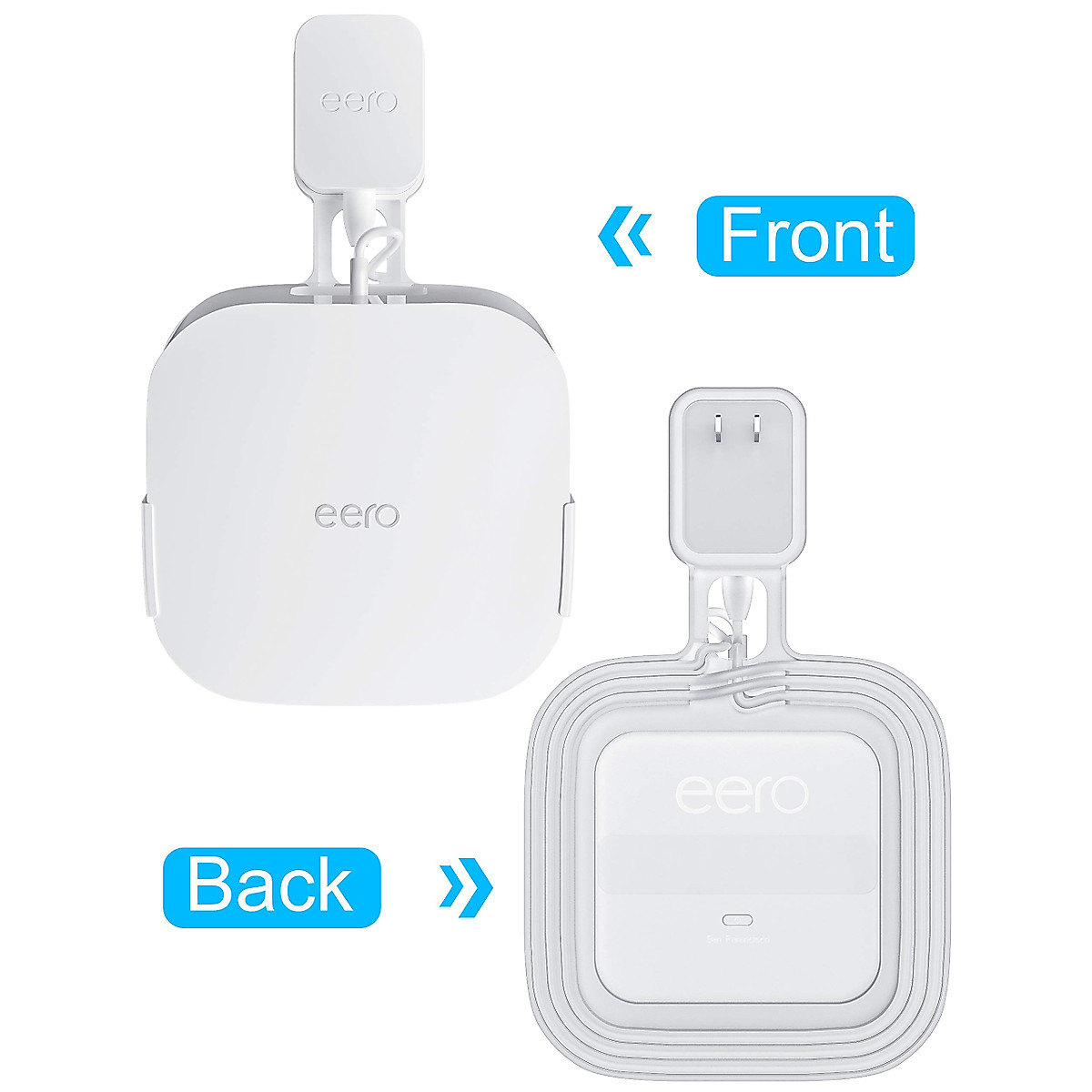 COOLWUFAN Wall Mount Holder for eero Pro 6/6E Home WiFi System - Simple and Sturdy Stand Bracket for Tri-Band Mesh Wi-Fi 6 System (White, 3 Pack)