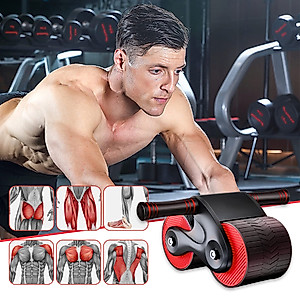 Automatic Rebound Abdominal Wheel Kit - Ab Roller Workout Equipment, Exercise Equipment for & Core Strength Training, Home Gym Fitness Machine with Knee Pad Accessories Men Women