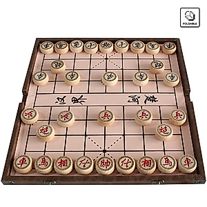 Luoyer 15 inch Chinese Chess Set with PU Leather Foldable Board Xiangqi Portable Chinese Chess Game Set Strategy Xiang Qi Board Games for 2 Players for Teens Adults Family