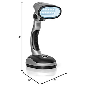 Mitaki-Japan ELDSKLT Led Desk Lamp, 12-Bulb Battery-Operated Table Light for Home, Office, Silver/Black