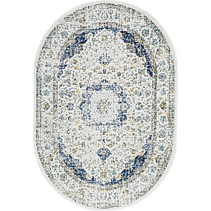 nuLOOM Paisley Verona Vintage Persian Area Rug, 3' x 5' Oval, Blue