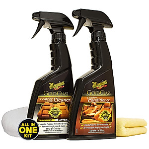 Meguiar's G55153 Leather Care Kit, Includes Gold Class Leather & Vinyl Cleaner, Gold Class Leather Conditioner, Microfiber Applicator Pad and Supreme Shine Microfiber Towel