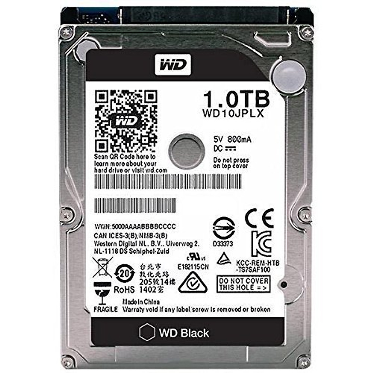 WD Black 1TB Performance Mobile Hard Disk Drive - 7200 RPM SATA 6 Gb/s 32MB Cache 9.5 MM 2.5 Inch - WD10JPLX (Renewed)