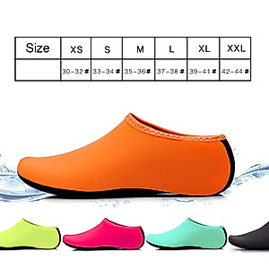 Water Sports Shoes Barefoot Quick-Dry Aqua Yoga Socks Slip-on Beach Swim Surf Shoes for Men Women Kids Orange L (Suitable Foot Size: 37-38yards)