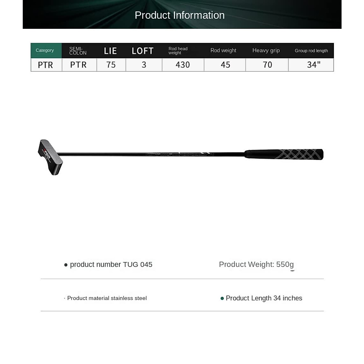 Golf Standing Putter for Men Women, Stand Up Golf Putter for Perfect Alignment, Legal for Tournament Play (Black)