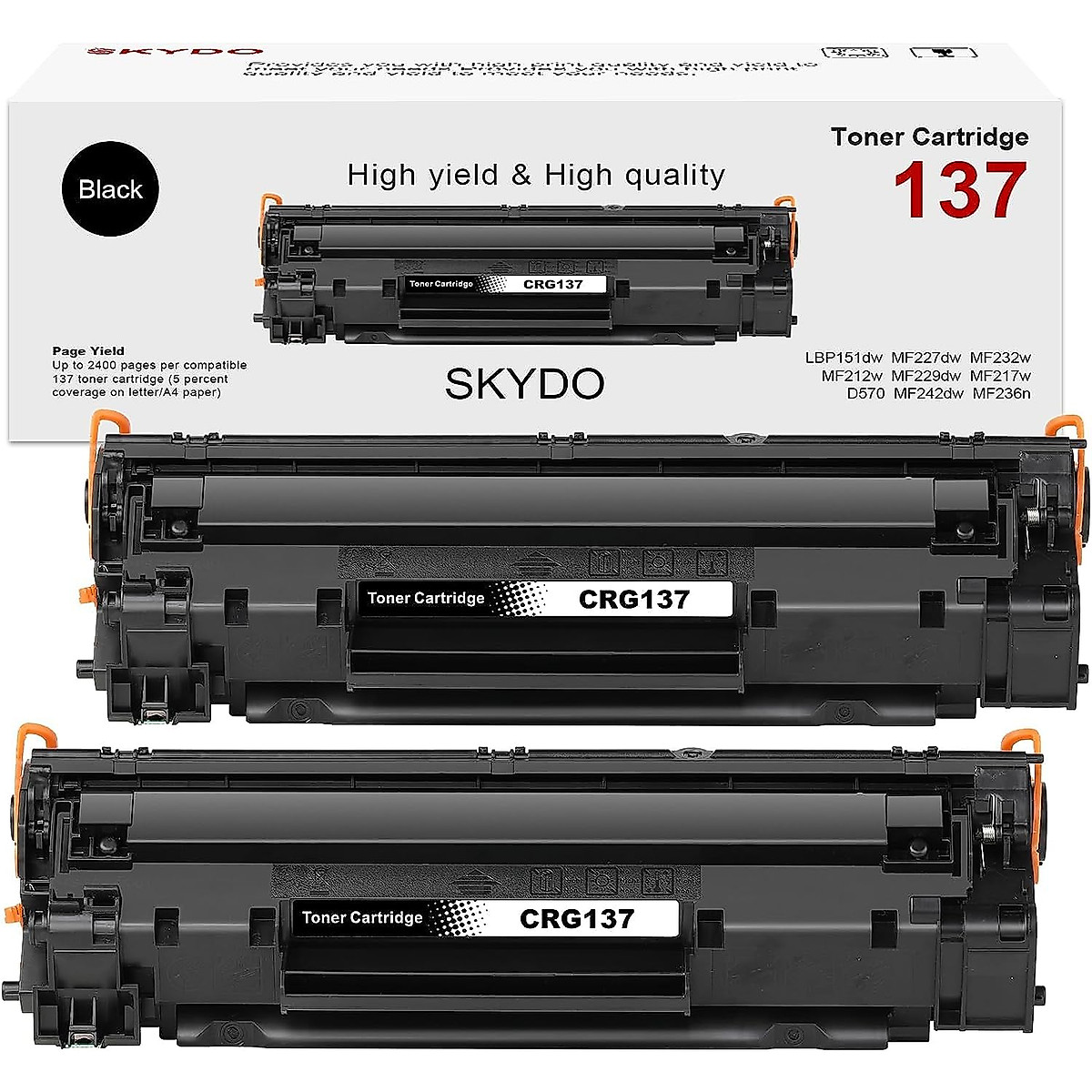 137 Toner Cartridge Replacement for Canon 137 CRG137 for Canon ImageClass MF236n D570 MF212w LBP151dw MF232w MF242dw MF247dw MF216n MF217w MF227dw MF229dw MF244dw MF249dw Printer (2 Packs, Black)