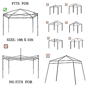 Replacement Canopy Top, 10' x 10' Pop-Up Canopy Top Cover for Canopy Straight Leg Tent Top Cover (1pc Top Cloth Only) Black