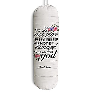 NKBINLILI Religious Kitchen Plastic Bag Holder for Garbage Shopping Trash Bags, Bible Prayer Wall Mount Grocery Bag Storage Dispenser Organizer, Do Not Fear, Christian Gift for Women, Mother, Wife