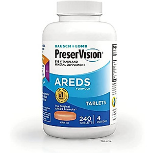 PreserVision AREDS Eye Vitamin & Mineral Supplement, Tablets, 240 Count (Pack of 1) , Packaging may vary