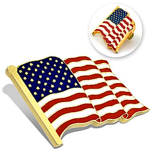 PinMart American Flag Lapel Pin – Made in the USA - Gold Plated Enamel Pin – Patriotic Waving United States Country Pin for Coats, Suit Jackets and Lanyards