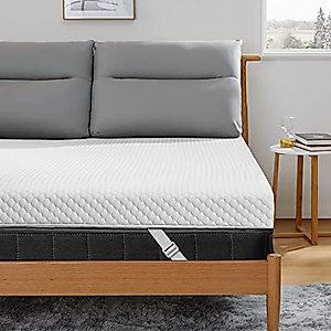 Marsail 3 Inch Gel Memory Foam Mattress Topper for Cooling Sleep, Premium Bed Topper with Non-Slip Removable Soft Cover, CertiPUR-US Certified, Full, White