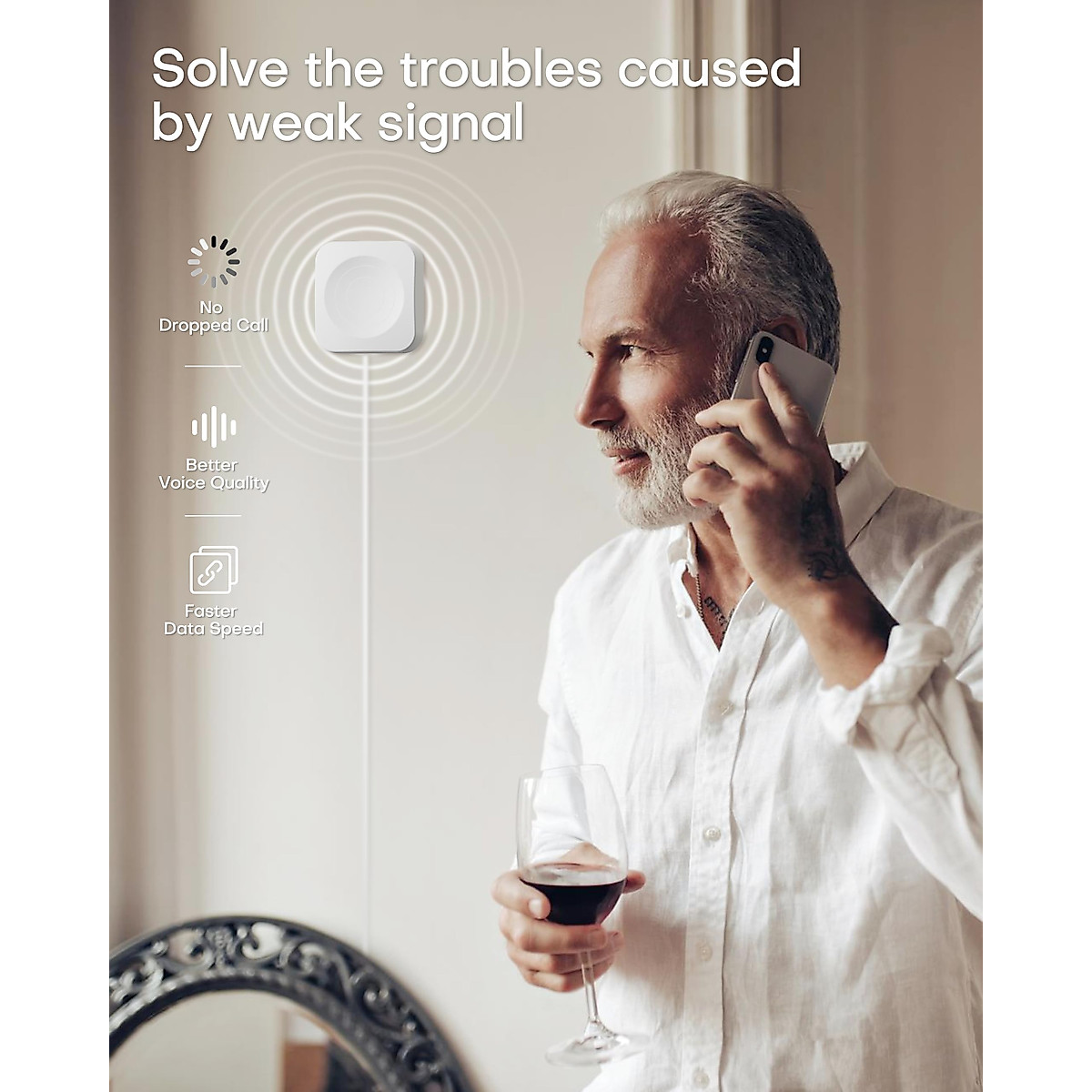 Cell Phone Booster for Home Office, Cover 8000 sq ft with 2 Indoor Antennas for All US Carriers, Cell Phone Signal Booster for Destination RV 4G 5G LTE Verizon AT&T T-Mobile APP Support FCC