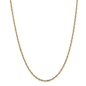 Solid 14k Yellow Gold 2mm Singapore Twist Chain Necklace - with Secure Lobster Lock Clasp 18"
