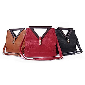 ANN CREEK Women's Triangle Handle Bag Crossbody Bags Stachel Bags Shoulder Bags Fashion Faux Leather PU Purses Handbags Ladies Tote Bags Evening Bags Clutch Purses Black
