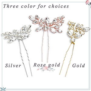 Unicra Bride Wedding Crystal Hair Pins Flower Bridal Hair Pieces Wedding Hair Accessories for Women and Girls Pack of 3 (Silver)