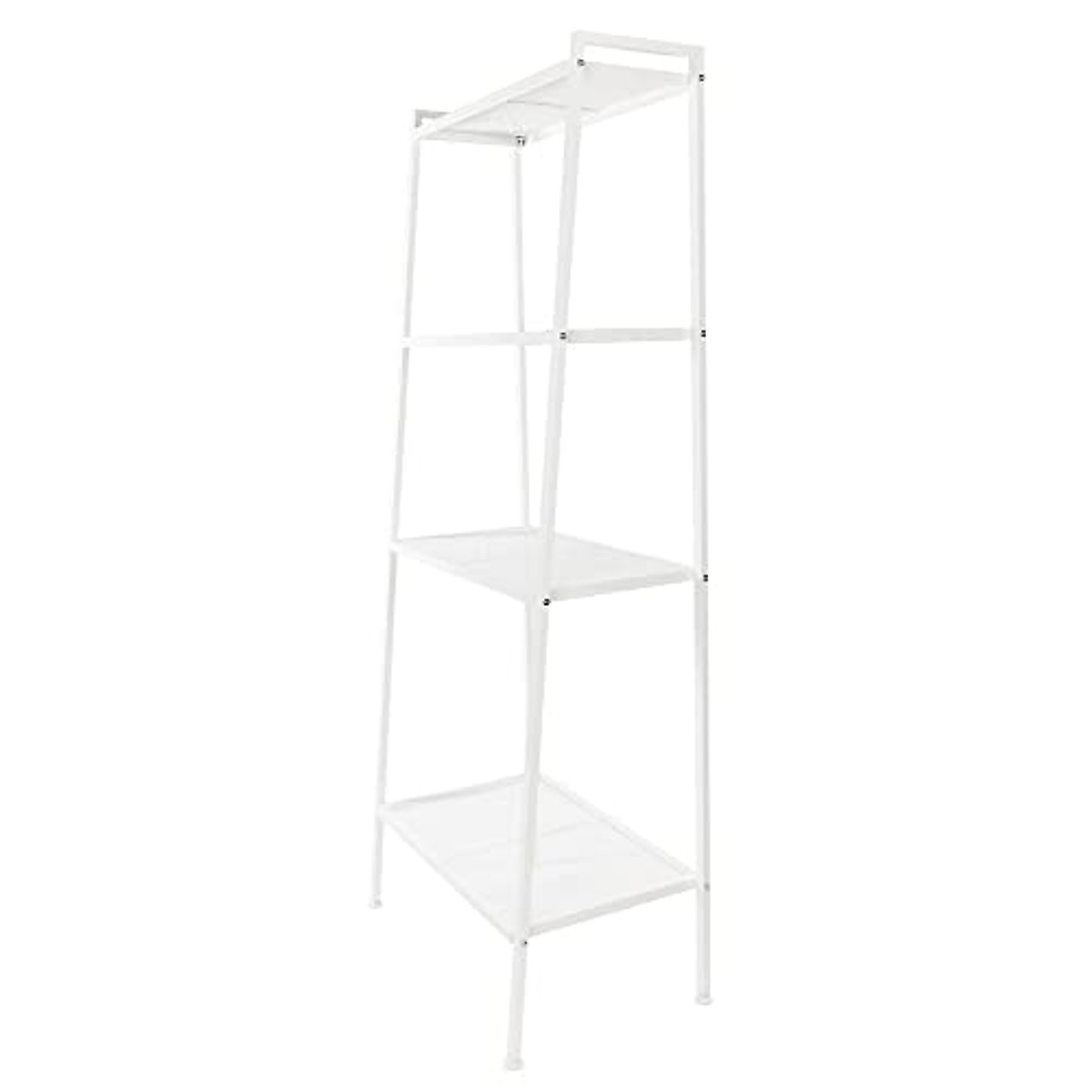 WEI WEI GLOBAL 4-Tier Ladder Shelf Bookcase - Metal Bookshelf - Open Shelf Display Rack Storage Organizer for Home, Office, Living Room, Bedroom, Kitchen, and Bathroom - White