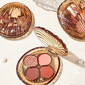 MeiPlumLai Shell Eyeshadow Palette,4 Colors Matte Shimmer Palette, Cute Shell Shape Long-lasting Eye Glitter Eye Shadow Make Up, Naturing-Looking, Ultra-Blendable Professional Makeup