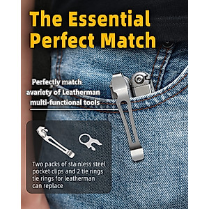 Quick-Release Pocket Clip/Upgrade designed standards stainless steel surge accessories，for Charge AL, Charge ALX, Charge Ti, Charge TTi, Quick Release Multi-Tool Pocket（2 pack）