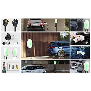 Teskee EV Charger Level 2 Home Smart EV Charging Station for All Electric Vehicles & Plug-in Hybrid Cars Outdoors and Indoors Use Max 9.6kW 40Amps 20-Foot Cable NEMA 14-50