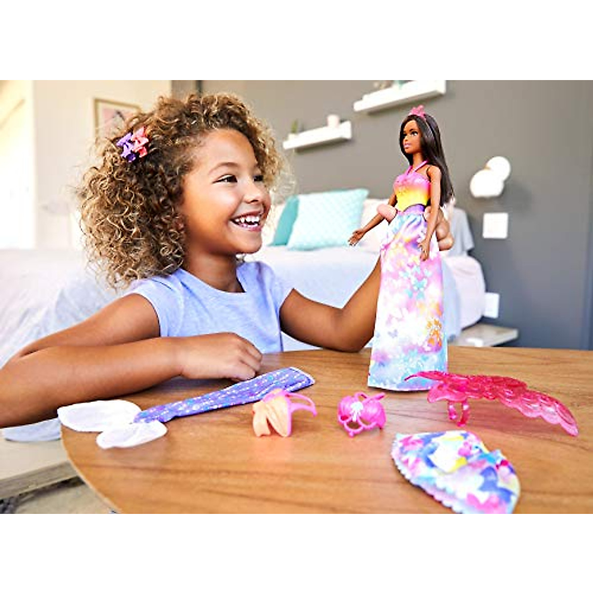 Barbie Dreamtopia Dress Up Doll Gift Set, approx. 12-inch, Brunette with 3 Fashions