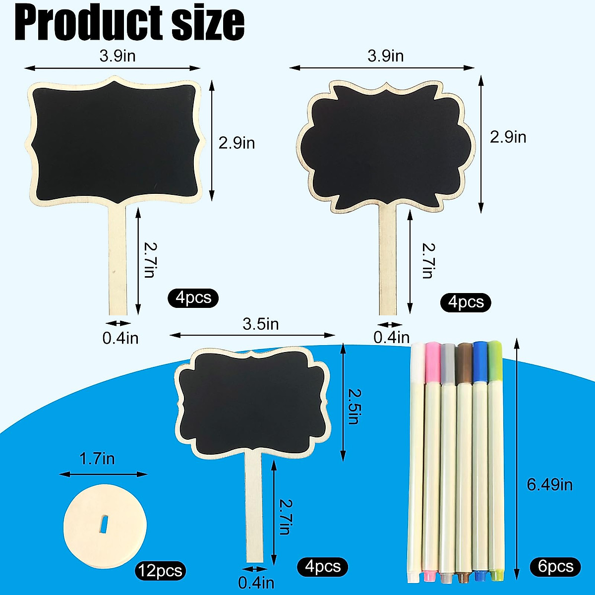 Mini Chalkboard Signs 12pcs 3 Shapes 6 Markers Food Signs Decorate Wedding Table Food Labels for Party Buffet Mini Marker Board Tabletop Chalkboard Sign Food Markers for Buffet Table