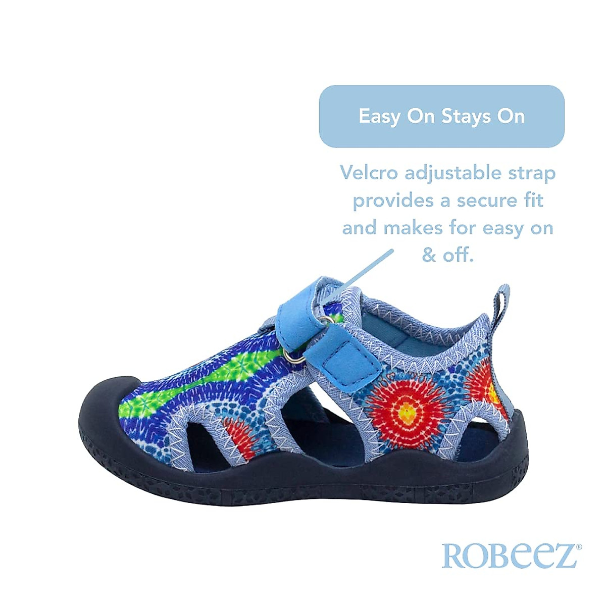 Robeez Boys Slip Resistant Neoprene Water Shoes for Summer, Beach, Pool, Sprial Tie Dye Multi, 18-24 Months