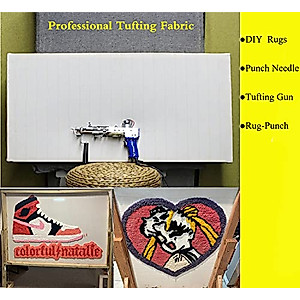 FUNORNAM 40''x170'' Tufting Cloth with Marked Lines, Carpets Rug Backing Fabric Monks Cloth for Cut/Loop Pile Tufting Gun