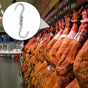 2 Pcs Swiveling Meat Hook Heavy Duty Double Meat Hanger Stainless Steel Butcher Hooks Perfect for Large Animals Fishing Hunting Carcass Hanging Hook Bacon Hook (9 MM)