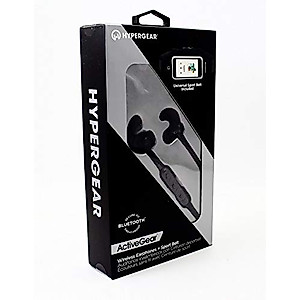 HyperGear [2X Complete Pairs] Sports WaistBand Phone Holder+Wireless Earphone [Gym,Hiking,Walking] Compatible for iPhones + Most Cellular Phone Brands