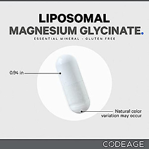 Codeage Liposomal Magnesium Glycinate Supplement, 2-Month Supply, Bisglycinate Magnesium Chelate, Chelated Magnesium Mineral Pills, BioPerine Black Pepper Vitamins Capsules, Non-GMO Vegan, 240 ct