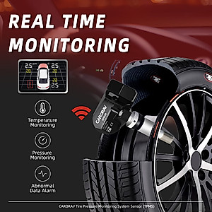 CARORAV TPMS Sensor, 4-Pack Tire Pressure Sensor Replacement for Chrysler Jeep Dodge Ram, 433MHz OE Replaces#56029398AB 68142397AA 68241067AA 68241067AB