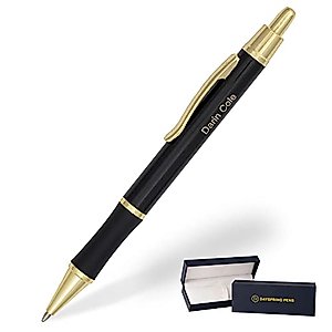 Dayspring Pens | Personalized Monroe Black Ballpoint Gift Pen and Premium Gift Case - Custom Engraved Fast with Your Name | Shipped in One Business Day