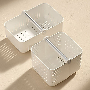 2pcs Plastic Storage Basket, Shower Caddy Organizer with Handles Storage Tote Bin Box for Bathroom, Dorm, Kitchen, Bedroom (2pcs)